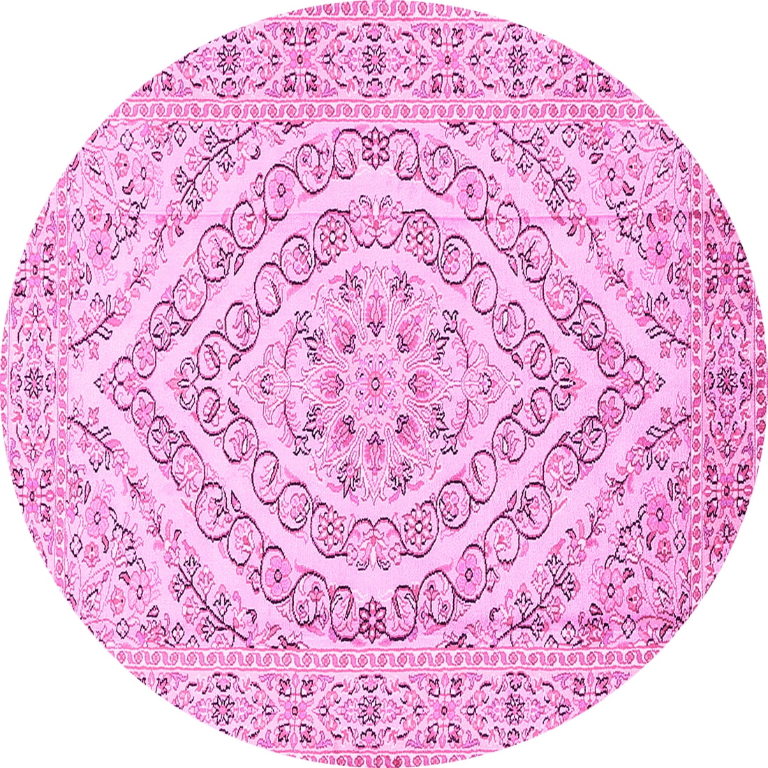 Ahgly Company Indoor Round Medallion Pink Traditional Area Rugs, 6 ...