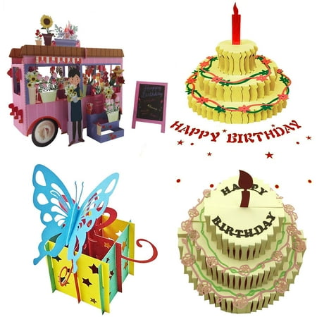 Pop Up Birthday/Greeting Cards, 3D Pop Up Cake Cards Handmade Birthday ...