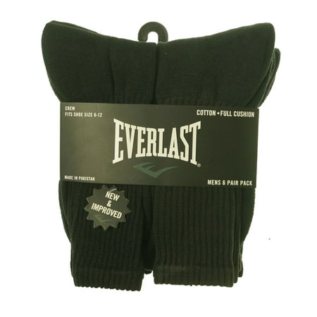 Everlast - Everlast Men's 6 Pack Crew Banded Socks Black Shoe Size 6-12 ...