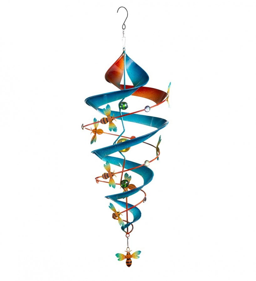 Wind & Weather Colorful Metal Hanging Garden Twirler with Friendly ...