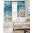 Blue Brown Waves Blackout Curtains 2 Panels, Abstract Water Ripple ...