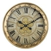 Yosemite Home Decor Large Gilded Round Metal Gear Wall Clock in Gold ...