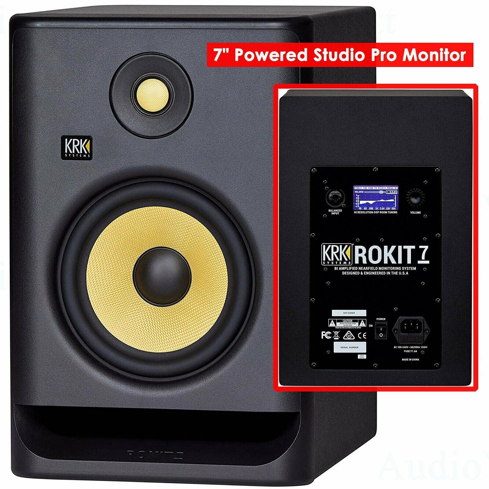 KRK RP7 Rokit G4 Professional Bi-Amp 7" Powered Studio Monitor, Black ...