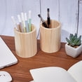 2Pcs Wooden Pen Holder Round Pen Pot Wood Desk Pen Display Stand Makeup ...
