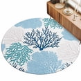 Classic Sea Blue Coral Round Area Rug 3ft,Living Room Rug Non-Slip ...