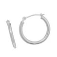 JewelStop 14K White Gold Hoop Earrings, 14mm Round, Lightweight, High ...