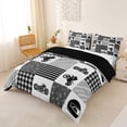 Castle Fairy Neutral Gray Bike Queen Duvet Cover Set for Teens, Plaid ...