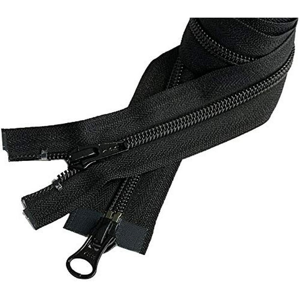 #5 Nylon Coil 2-Way Dual Separating Black YKK Jacket Zipper - Color ...