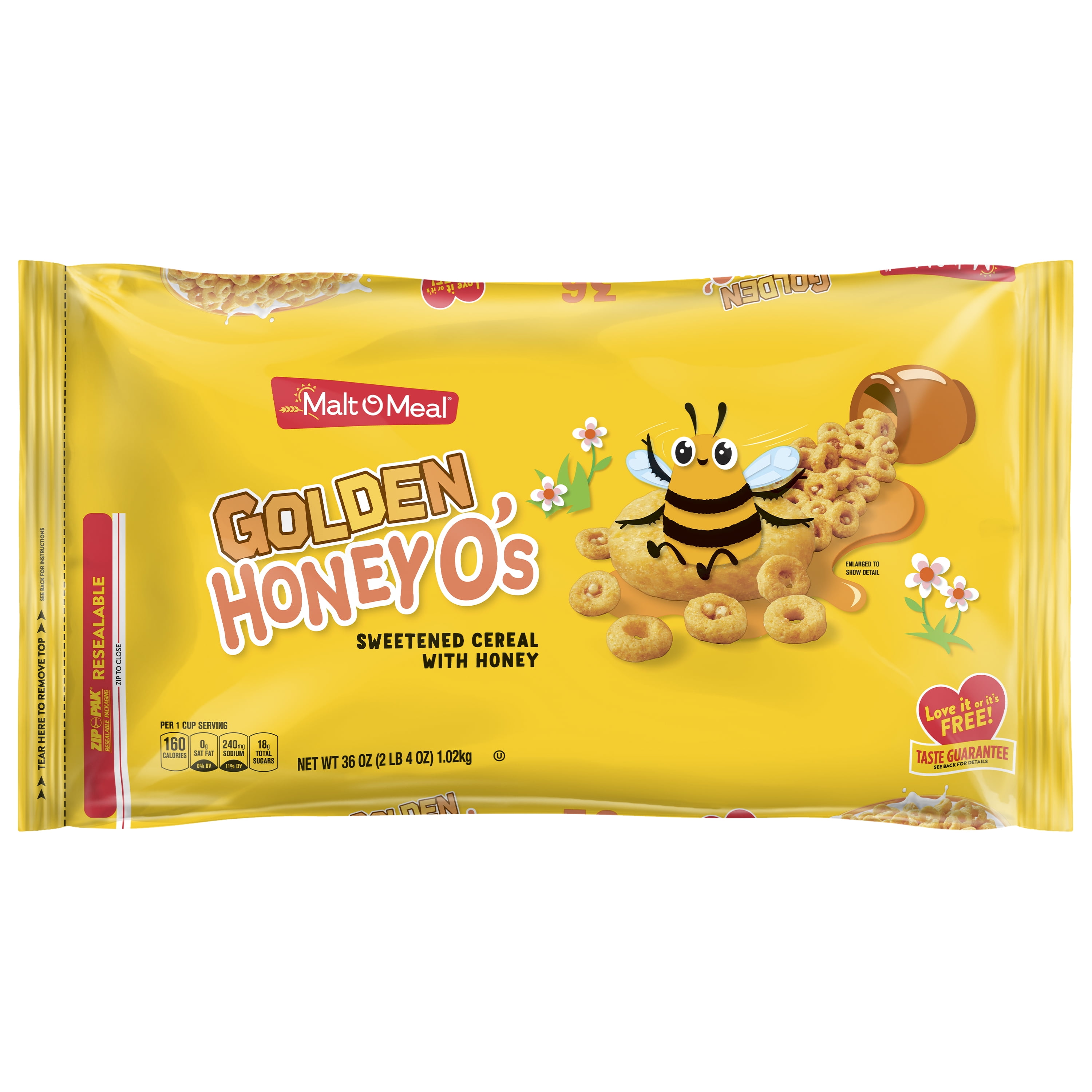 Malt-O-Meal Golden Honey O's Kids Breakfast Cereal, Family Size Bagged ...