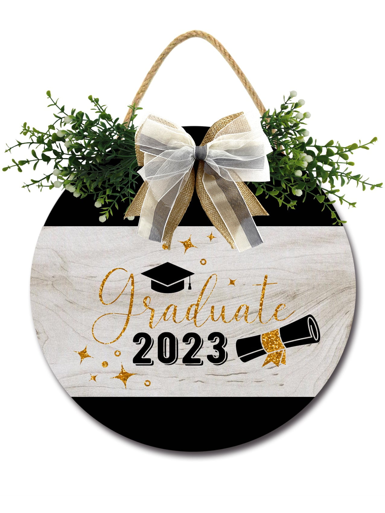 2023 Graduate Wreath Sign for Front Door,Horizontal Round Door Wreaths ...