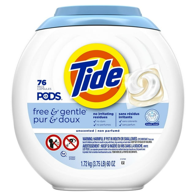 Tide PODS Free & Gentle Laundry Detergent Soap Pacs, Tide PODS Laundry ...