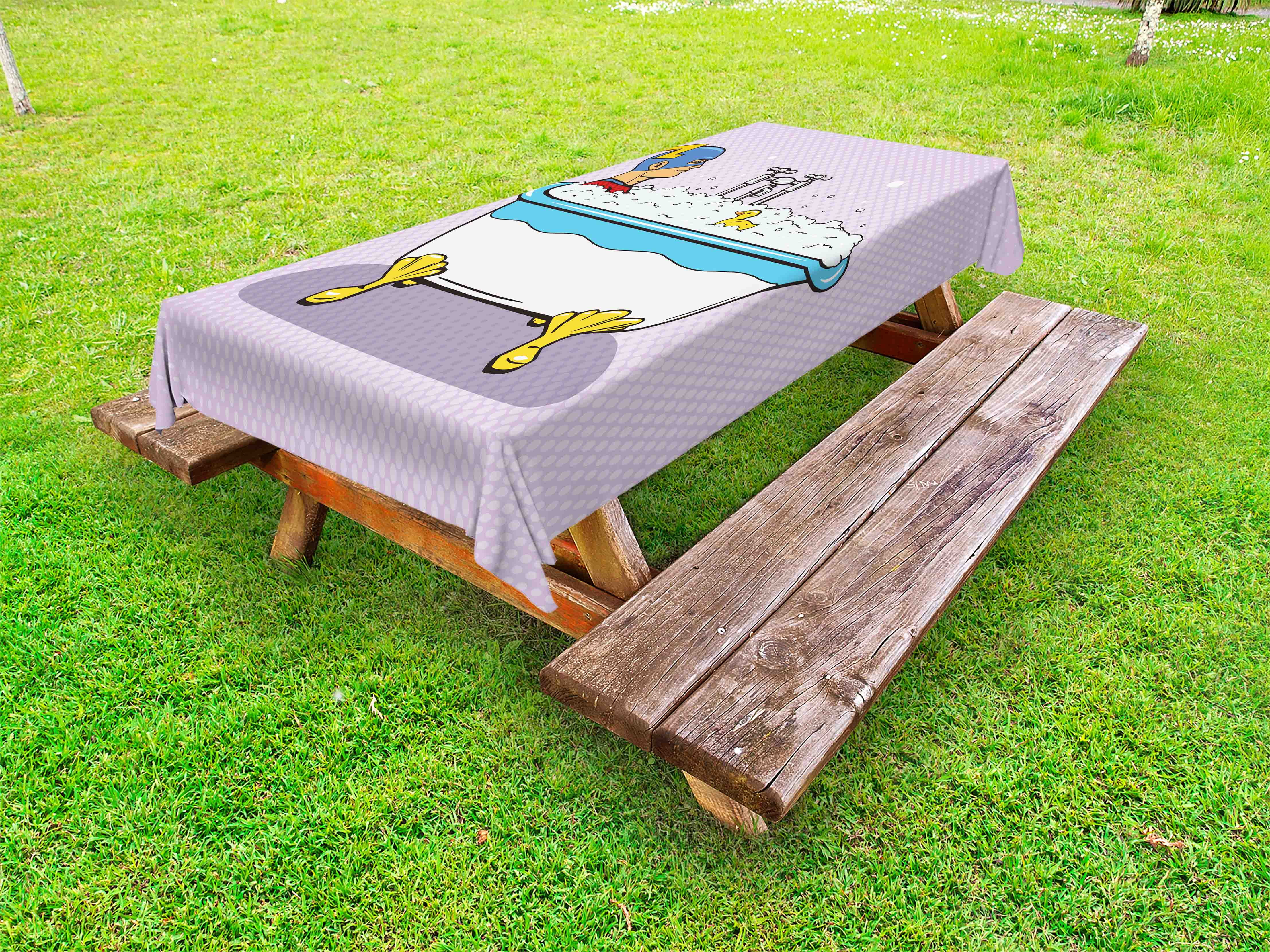 Comics Outdoor Tablecloth, Superhero Fast Furious Relaxing in Bubble ...