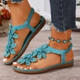 Bibifish Womens Flat Sandals 3D Flower Toe Ring Elastic Elegant Thong ...