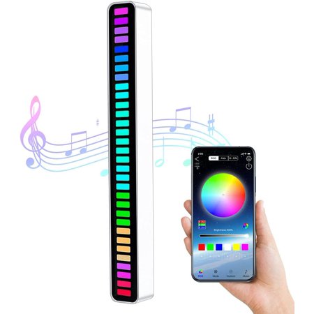 Sound Activated LED Rhythm Light Bar with Voice APP Control, 32 RGB ...