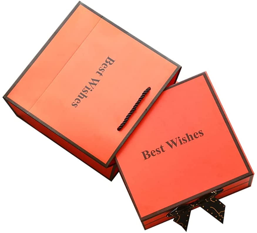 Wrapping Box with Flip Lid Bow Ribbon Best Wishes Box for Wedding ...