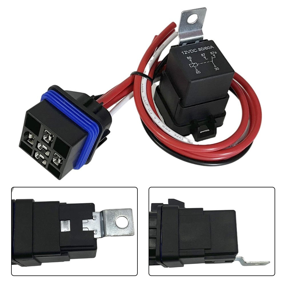 60/80A 12Volt Waterproof Automotive Relay with Pigtail 5-Pin Heavy Duty ...