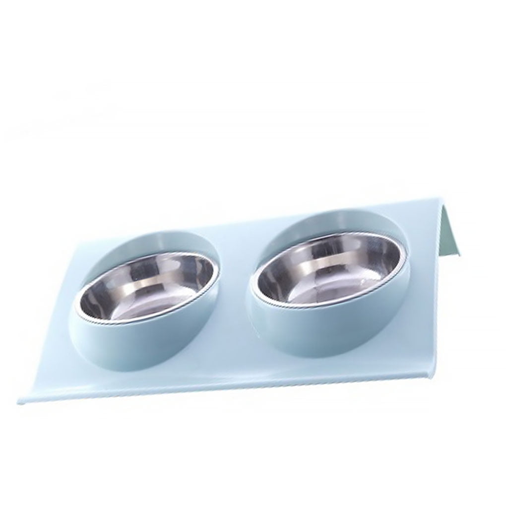 Pet Double Bowl Stainless Steel Animal Feeding Dishes Removable Food ...