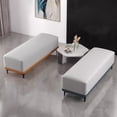 Leather Footstool with Storage Space Ottoman Padded Seat Footrest Long ...
