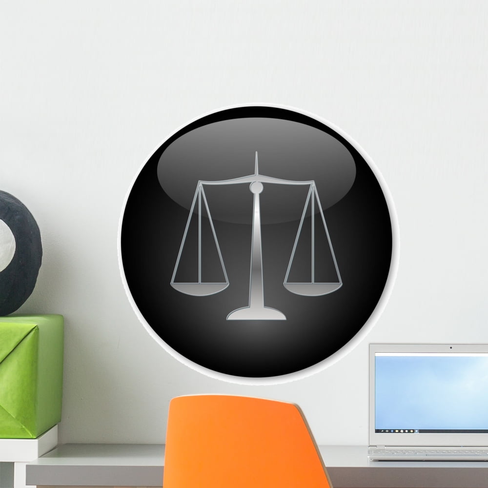 Scales Justice Button Silver Wall Mural Decal Sticker, Wallmonkeys Peel ...
