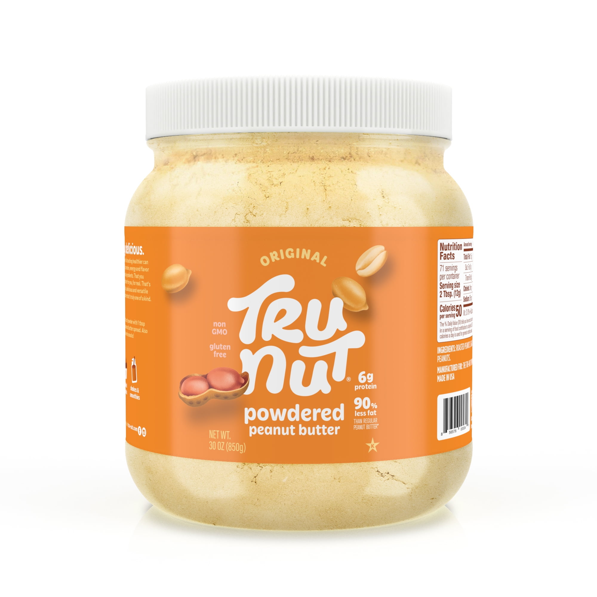 Tru-Nut Powdered Peanut Butter, 30oz Jar (71 Servings) - Walmart.com