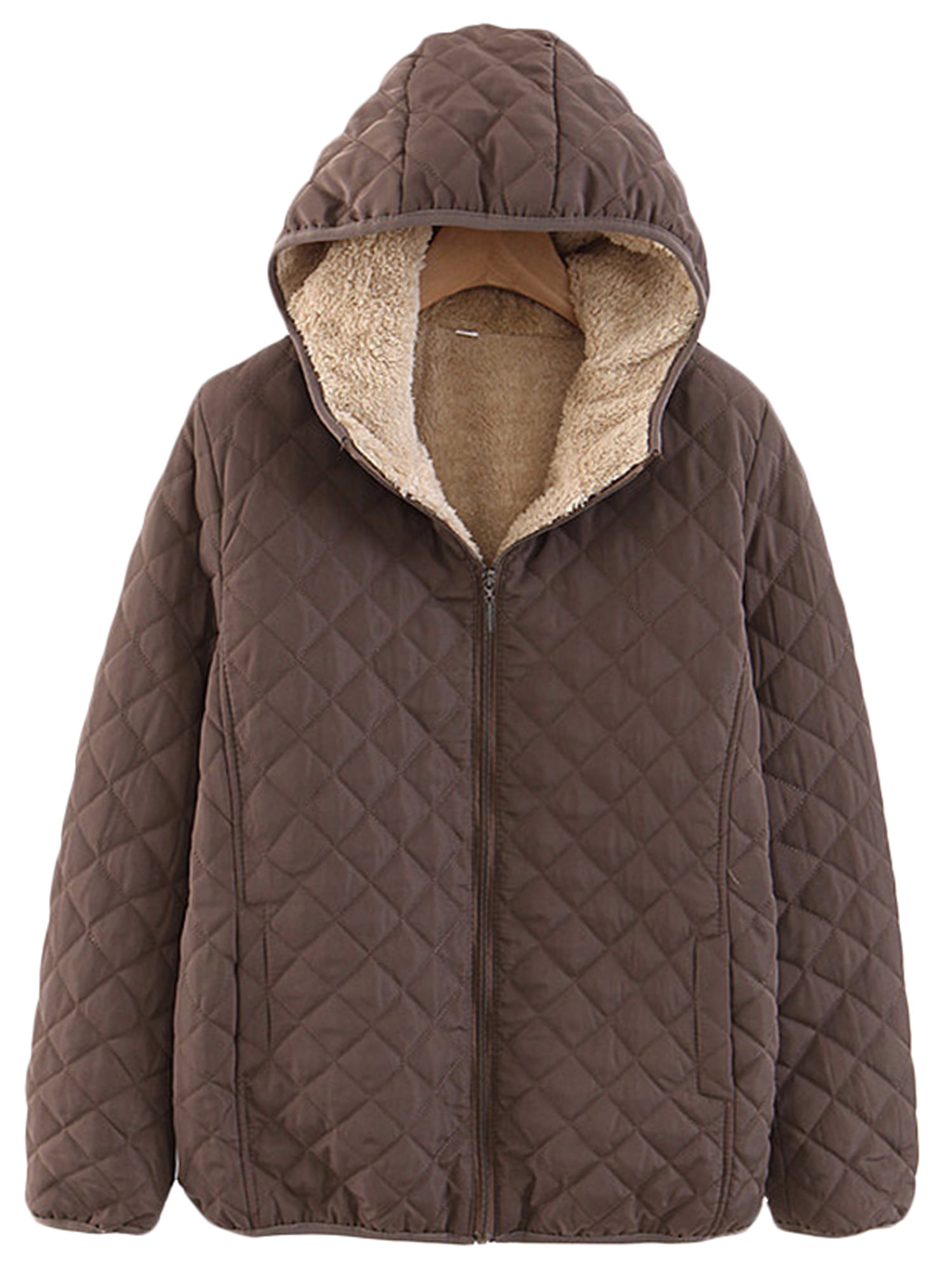 Women's Warm Fleece Lined Jackets Coats Winter Zip Up Hooded Casual ...