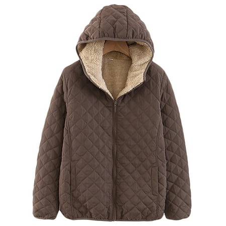 Women's Warm Fleece Lined Jackets Coats Winter Zip Up Hooded Casual ...