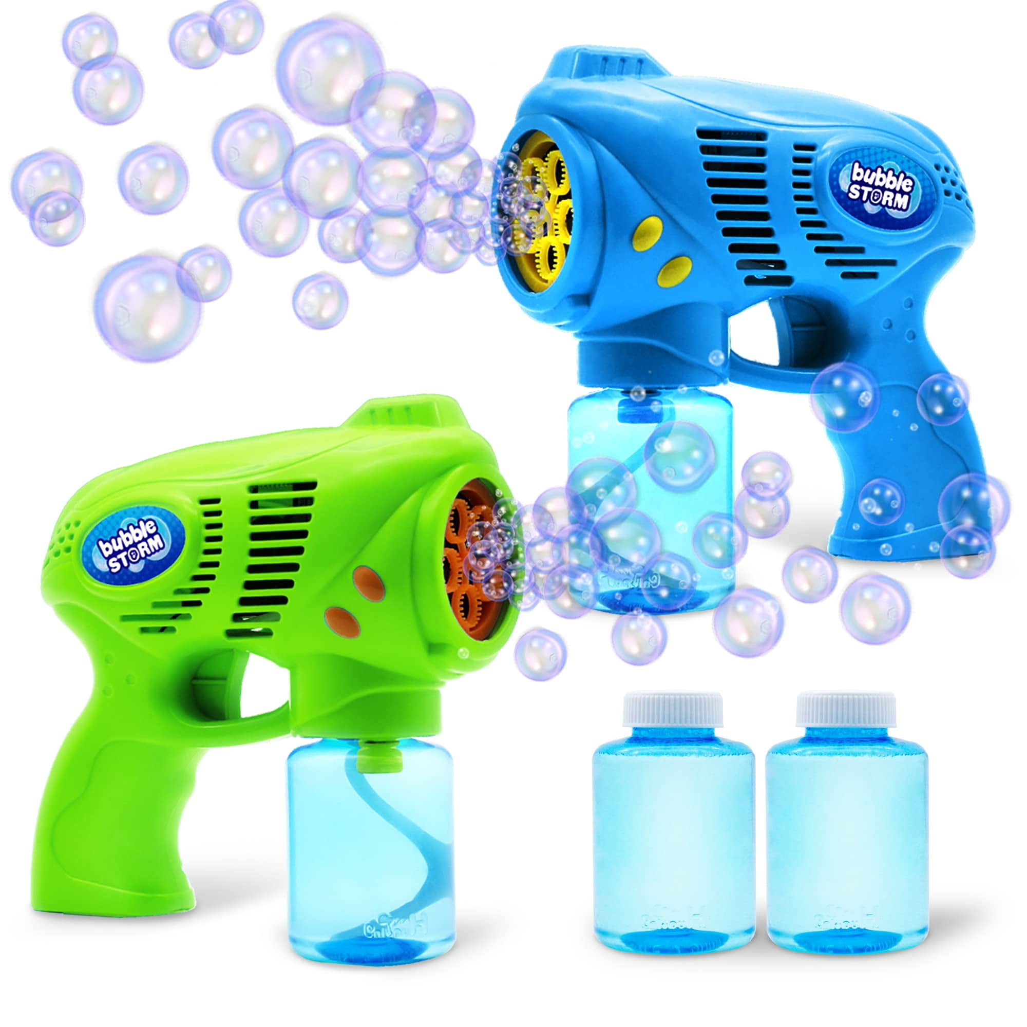 JOYIN 2 Bubble Guns with 2 Bottles Bubble Refill Solution (10 oz Total ...