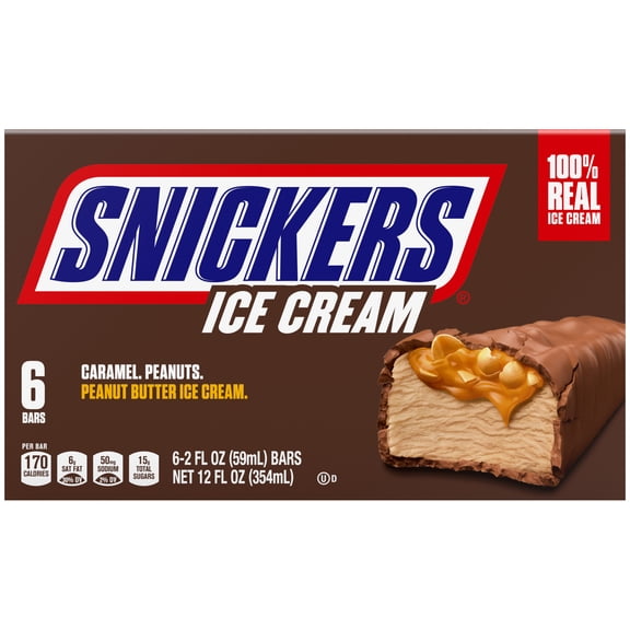 SNICKERS Creamy Peanut Butter Ice Cream Bars 12 fl oz 6 Pack with ...