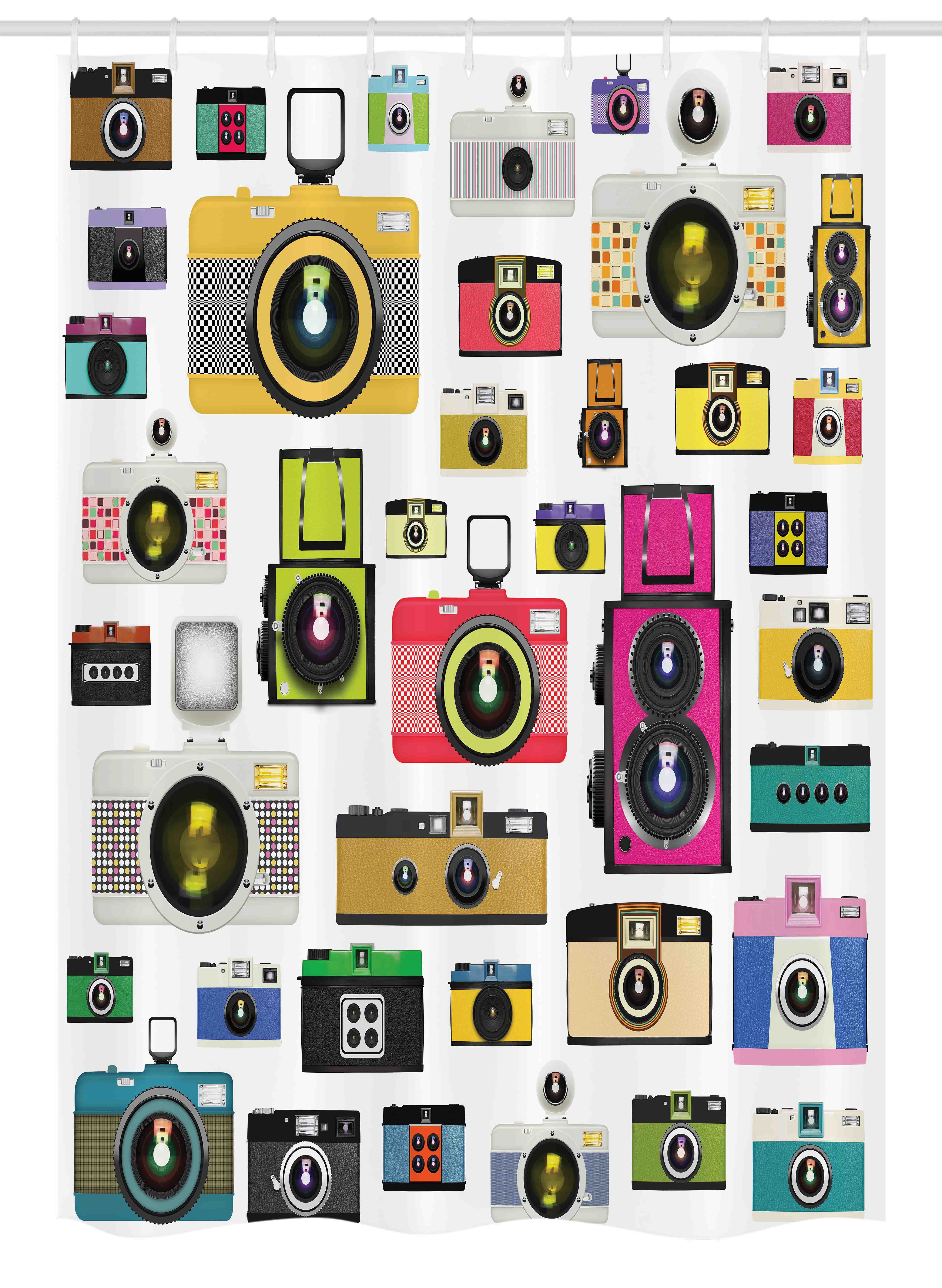 Vintage Stall Shower Curtain, Vintage Old Fashioned Photo Cameras ...