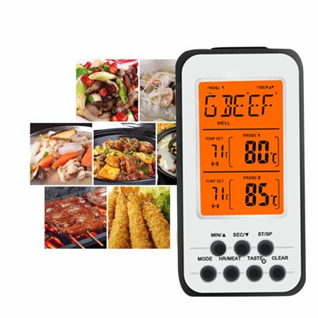 BBQ Thermometer Remote Cooking Temperature BBQ temperature Meter LCD ...