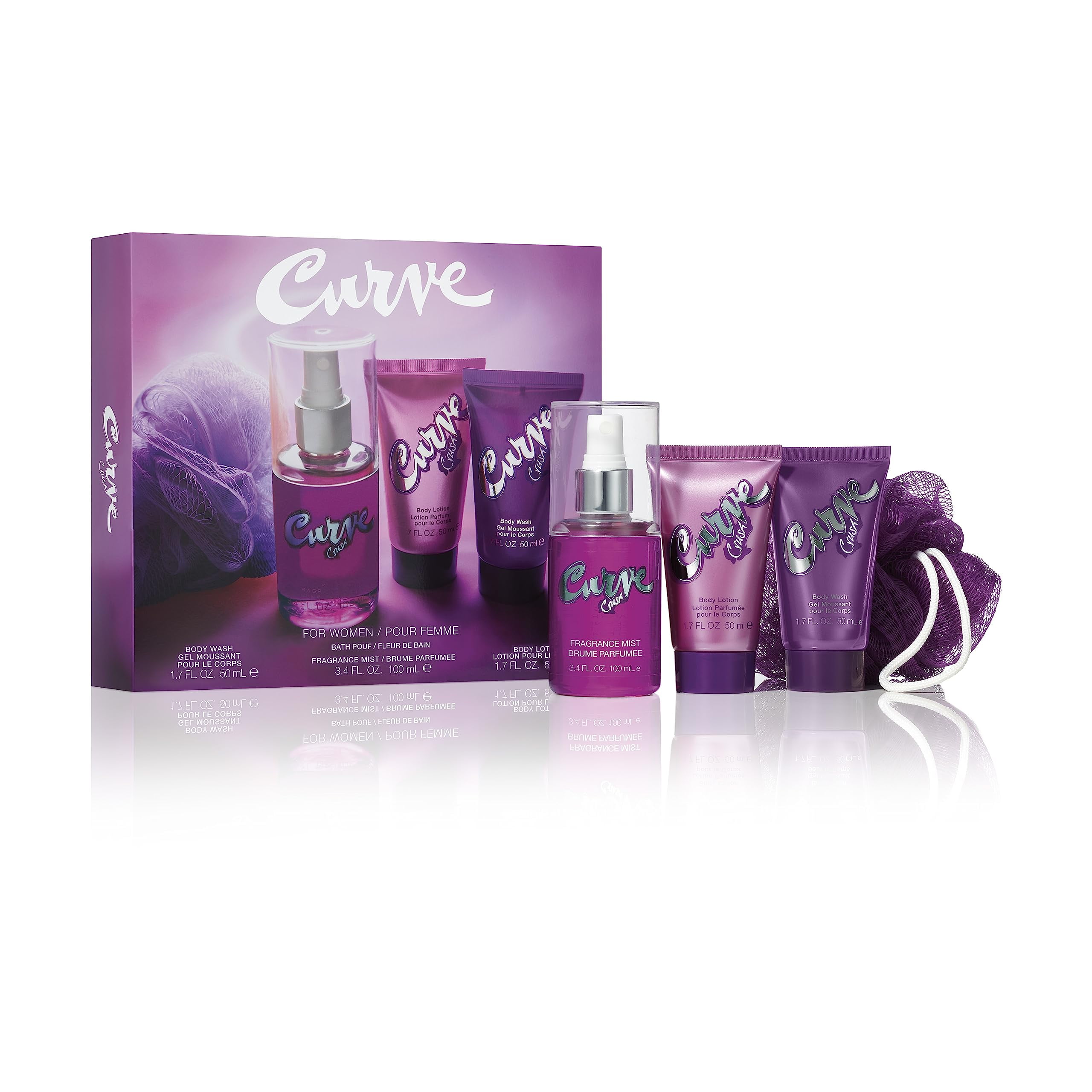 Set de Perfume Curve Crush para Mujer Gel de Baño Loción 4 Piezas ...