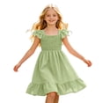 Girls' Dresses Flutter Sleeve Smocked Dress A Line Flowy Dress Tween ...