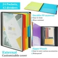 3 Pack 24 Pocket Poly Project Organizer with 12 Dividers Spiral Project ...
