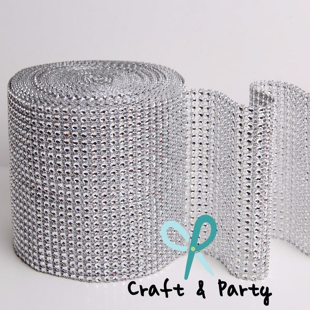 10 Yards 30 ft 24 Row Diamond Rhinestone Mesh Ribbon Bling Wrap Roll ...