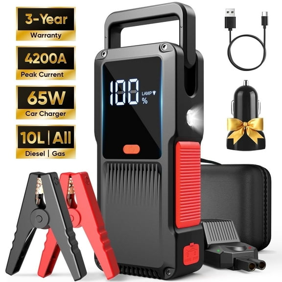 GOOLOO Car Battery Jump Starter, 4500A Peak, Portable Jump Box for 10L ...