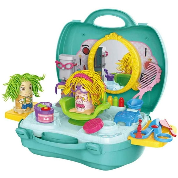 ICHUDAN Dough Crazy Cut Barbershop Playset 27Pcs Playdough Haircut Hair ...