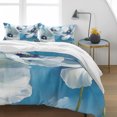 4 Piece Duvet Cover Set Queen, Spring White Poppy Flower on Blue Soft ...
