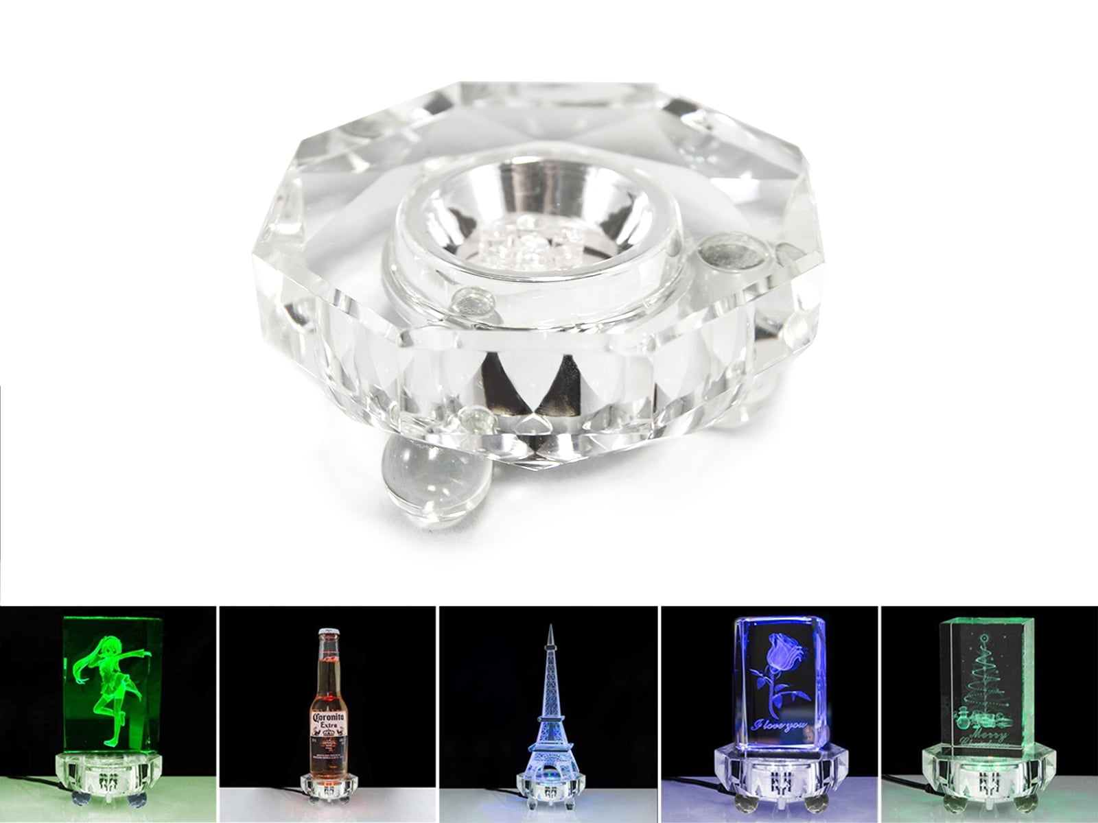 Zoogamo Crystal 7 Led Light Multicolor Illuminated Display Base – 3 ...