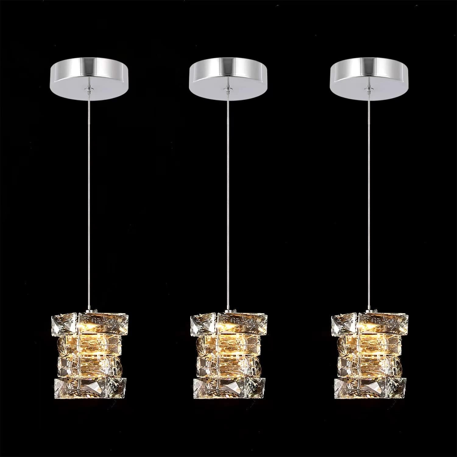 ZXNYH Mini Crystal Pendant Light 5W Adjustable Cord K9 Crystal Hanging ...