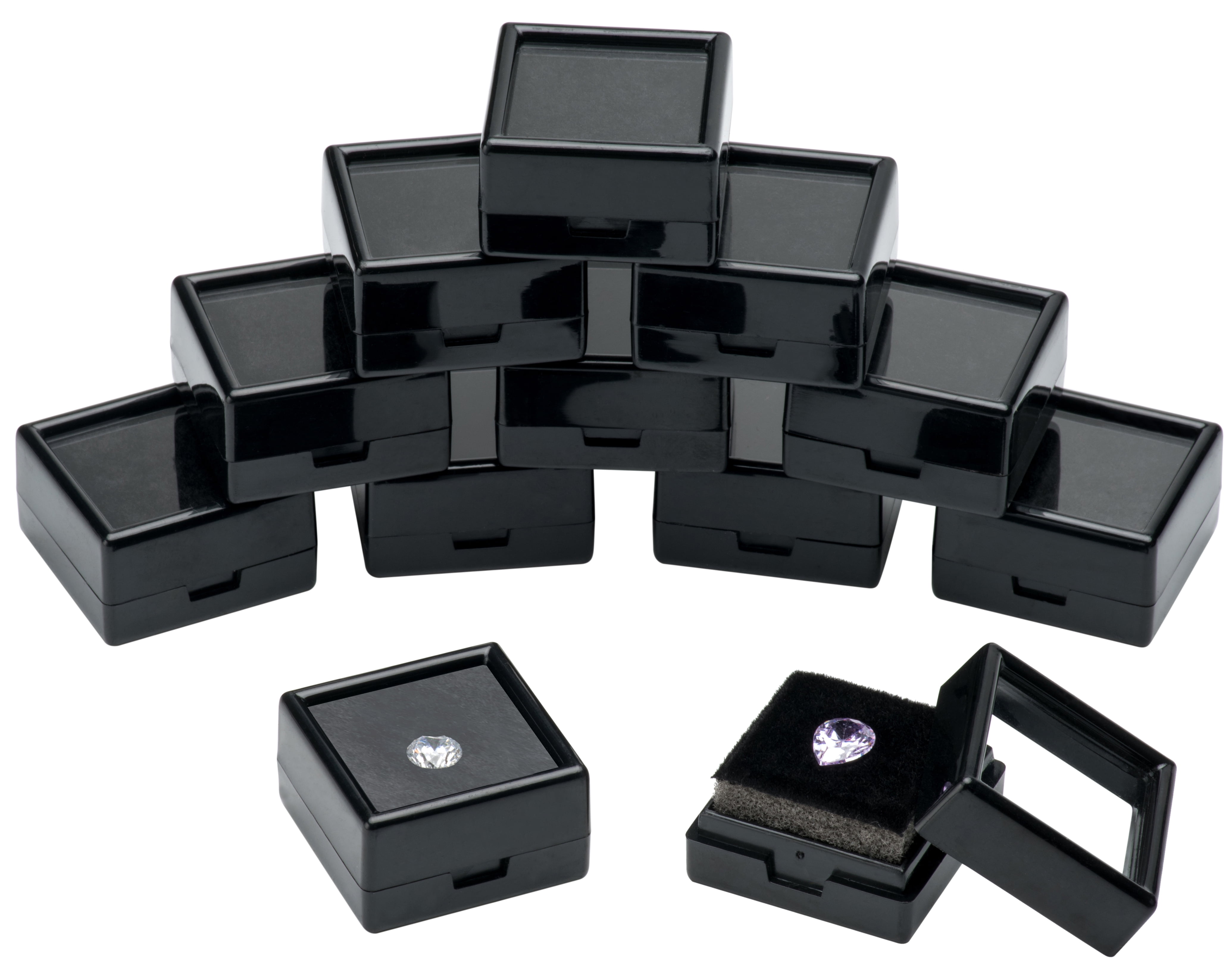 12 Pack Gemstone Display Box Jewelry Container with Clear Top Lid ...