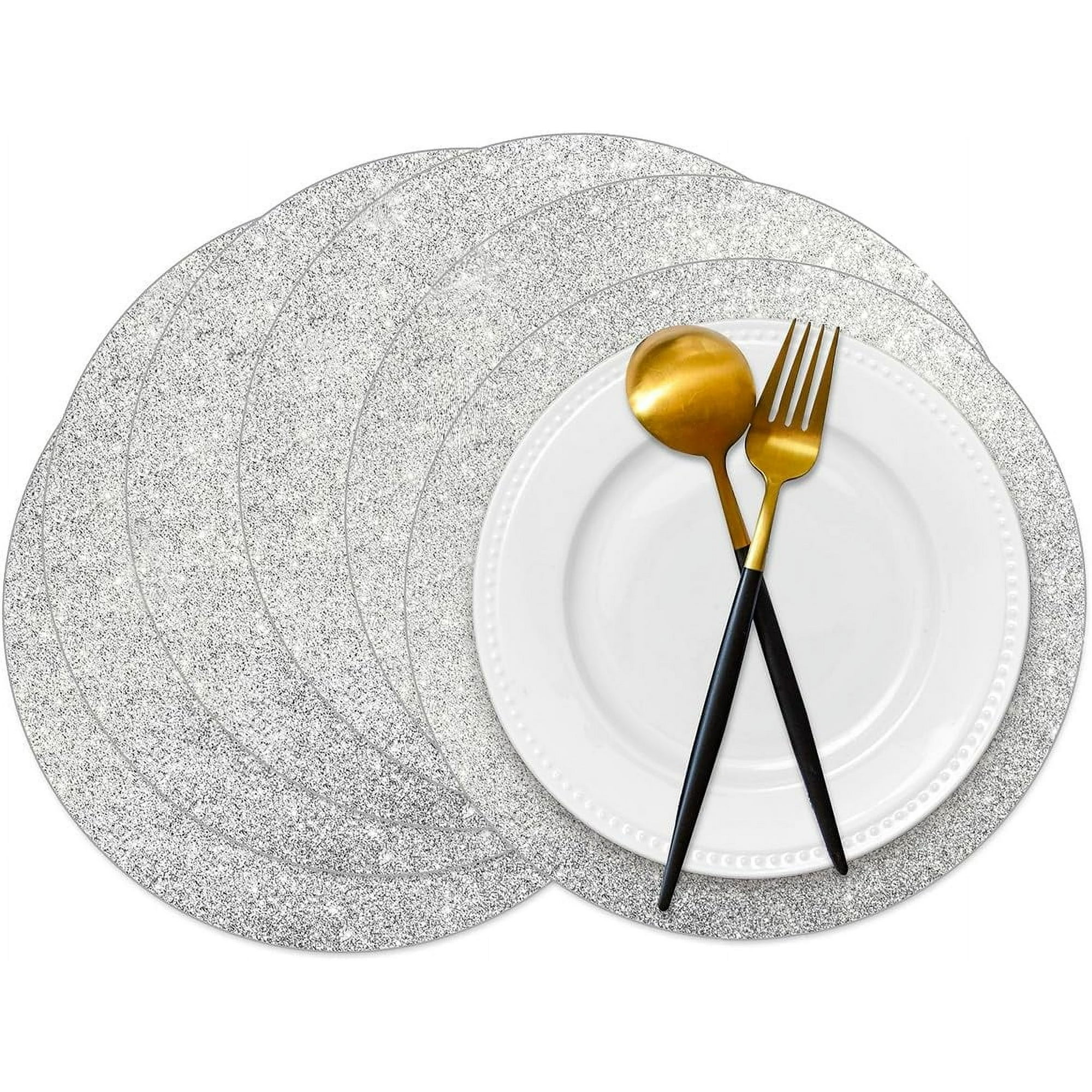 Click here for Dplsc 50 Pieces Silver Glitter Paper Place Mats Sp... prices