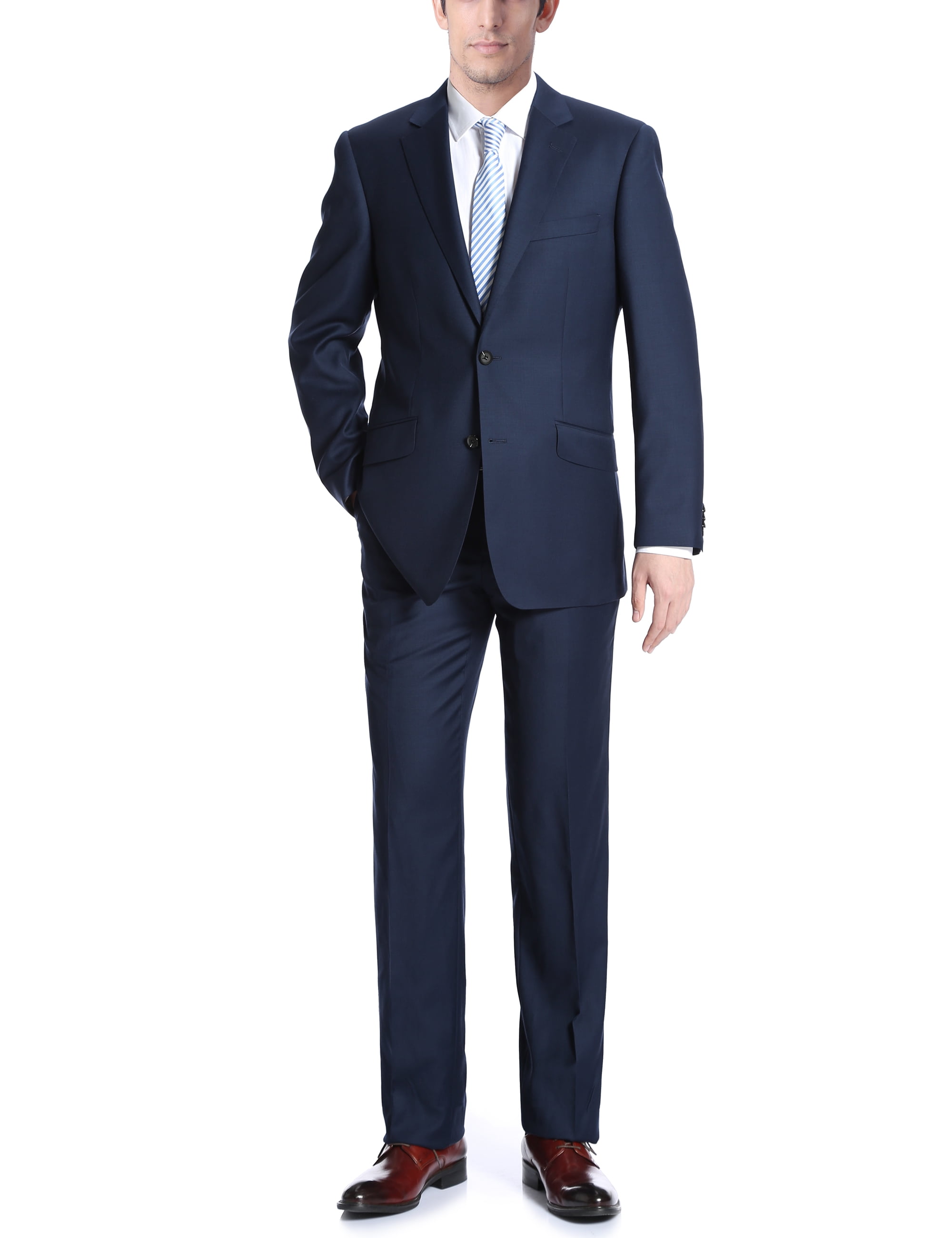 Men's Two Button Suit Slim-Fit 100% Wool Suit - Walmart.com