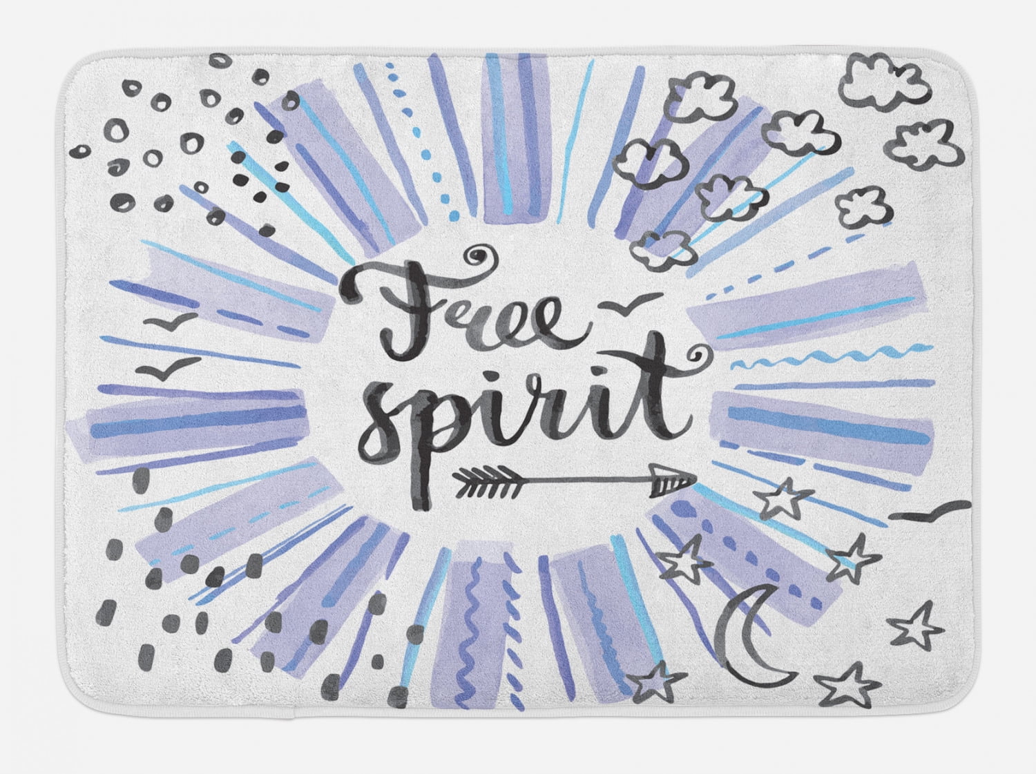 Adventure Bath Mat, Free Spirit Quote on Watercolor Backdrop Stars ...