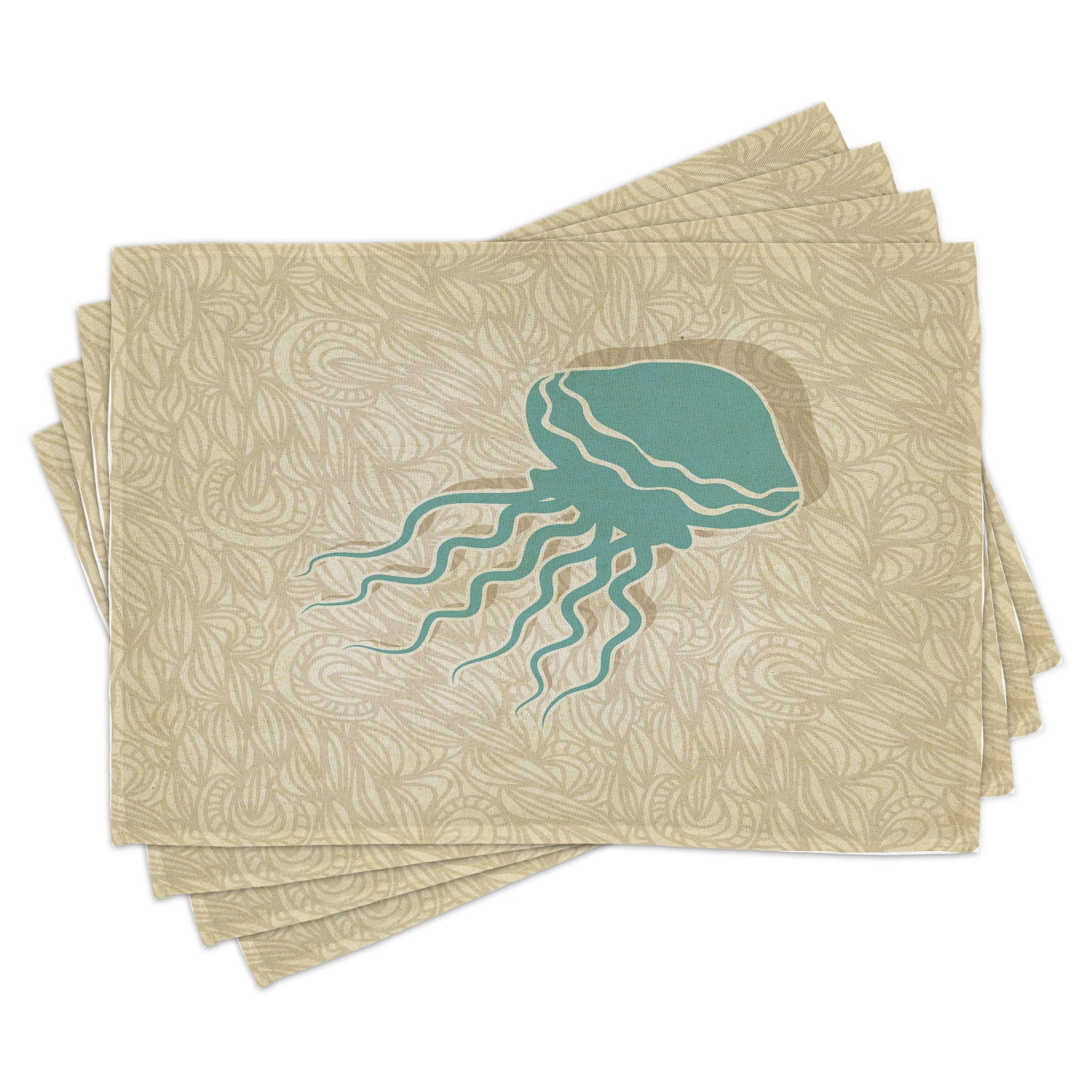 Ambesonne Jellyfish Place Mats Set of 4, Beach Summer Ocean, Standard ...