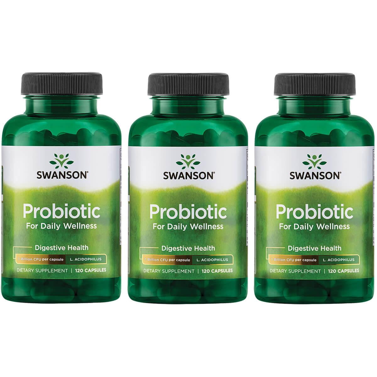 Swanson Probiotic for Daily Wellness 1 Billion Cfu 120 Caps 3 Pack ...