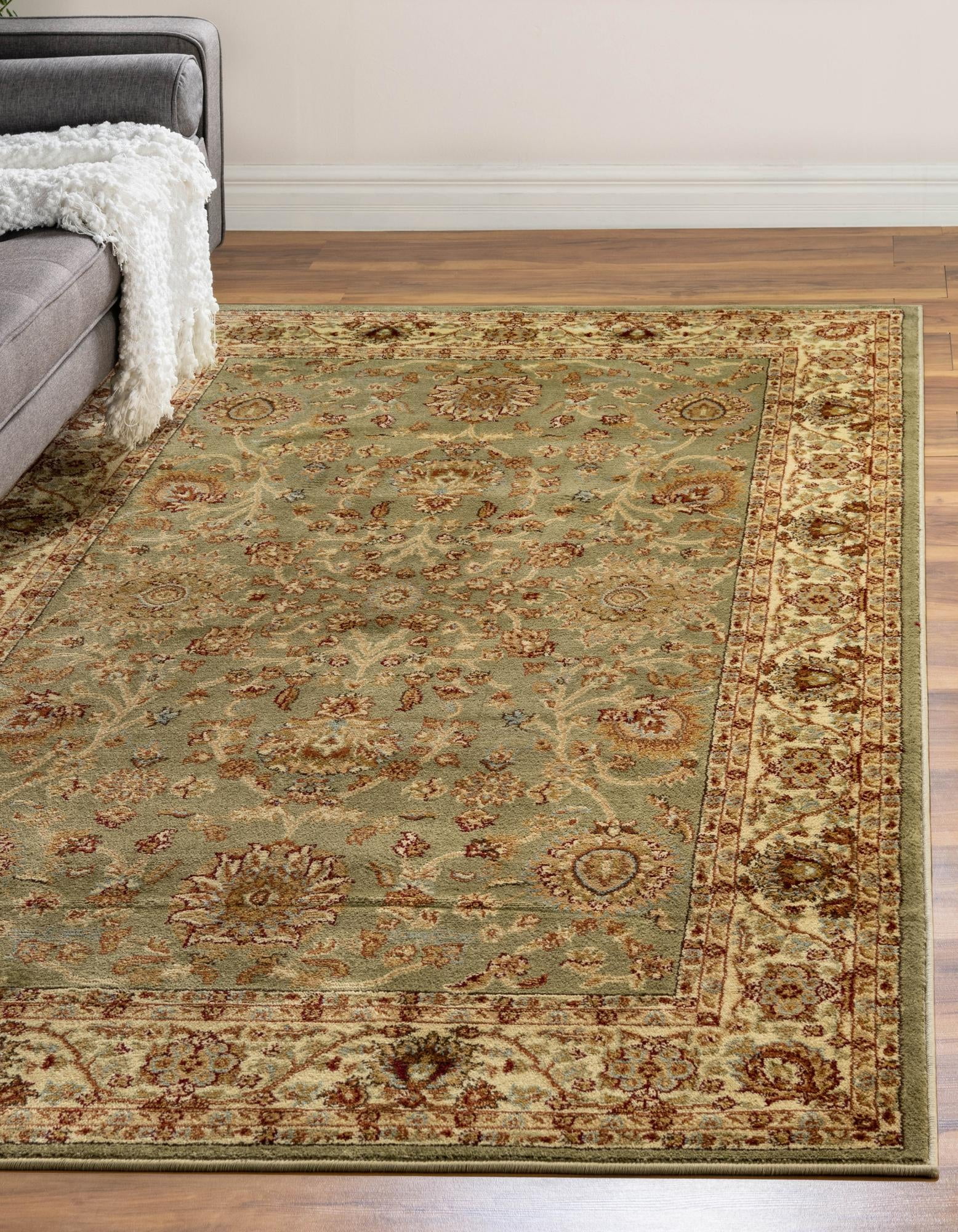 Rugs.com Aditi Collection Rug – 10' 6 x 16' 5 Light Green Low Rug ...