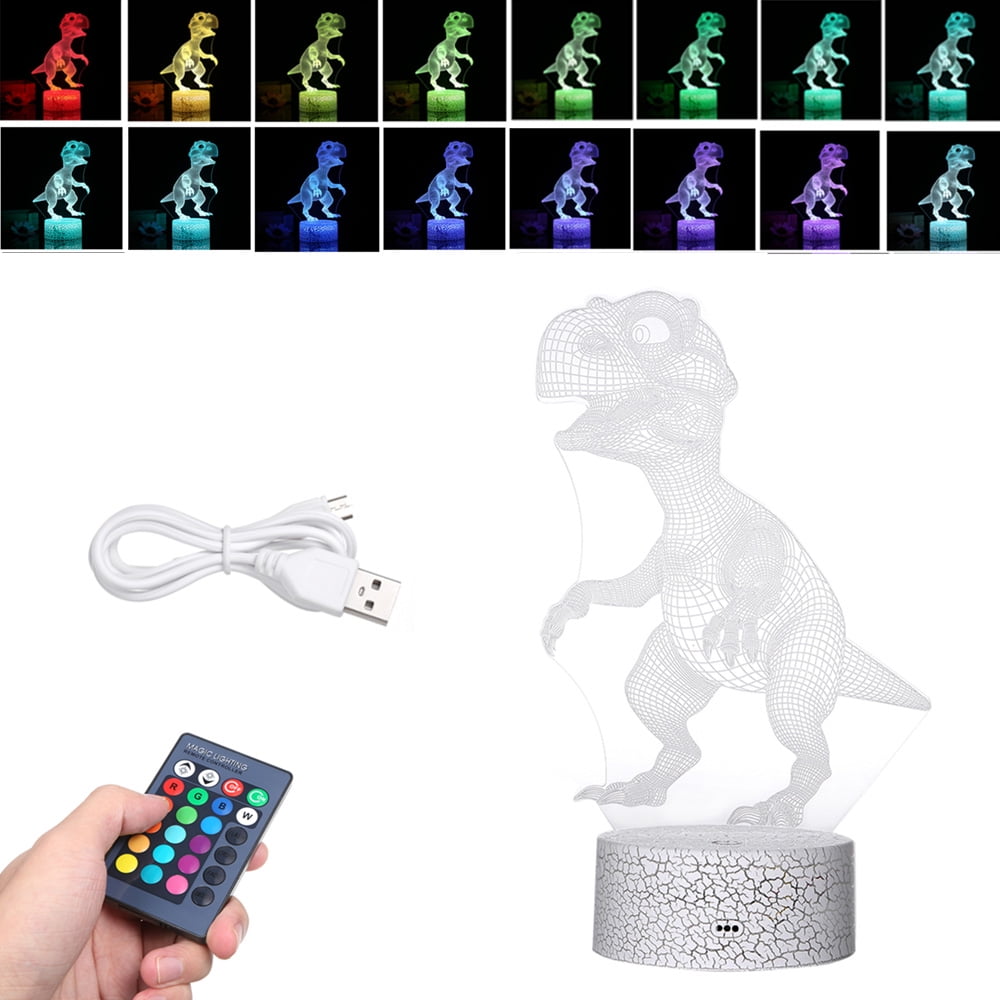 3D Dinosaur Led Night Light Illusion Lamp Color Changing Lights Bedside ...