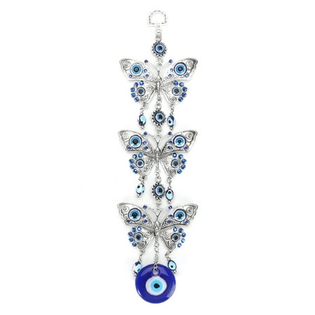 Blue Evil Eye 3 Butterflies Amulet Lucky Protection Wall Hanging Home ...