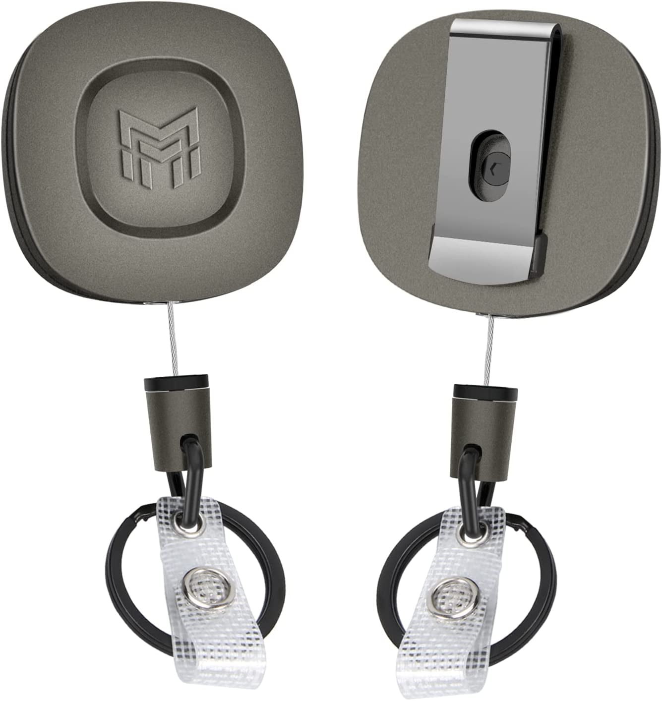 2 Pack Heavy Duty Metal Retractable Keychain with Belt Clip, 8 oz ...