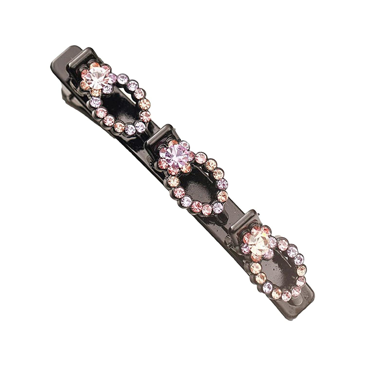 Sparkling Crystal Stone Braided Hair Clips Satin Rhinestone Sweet Bands ...